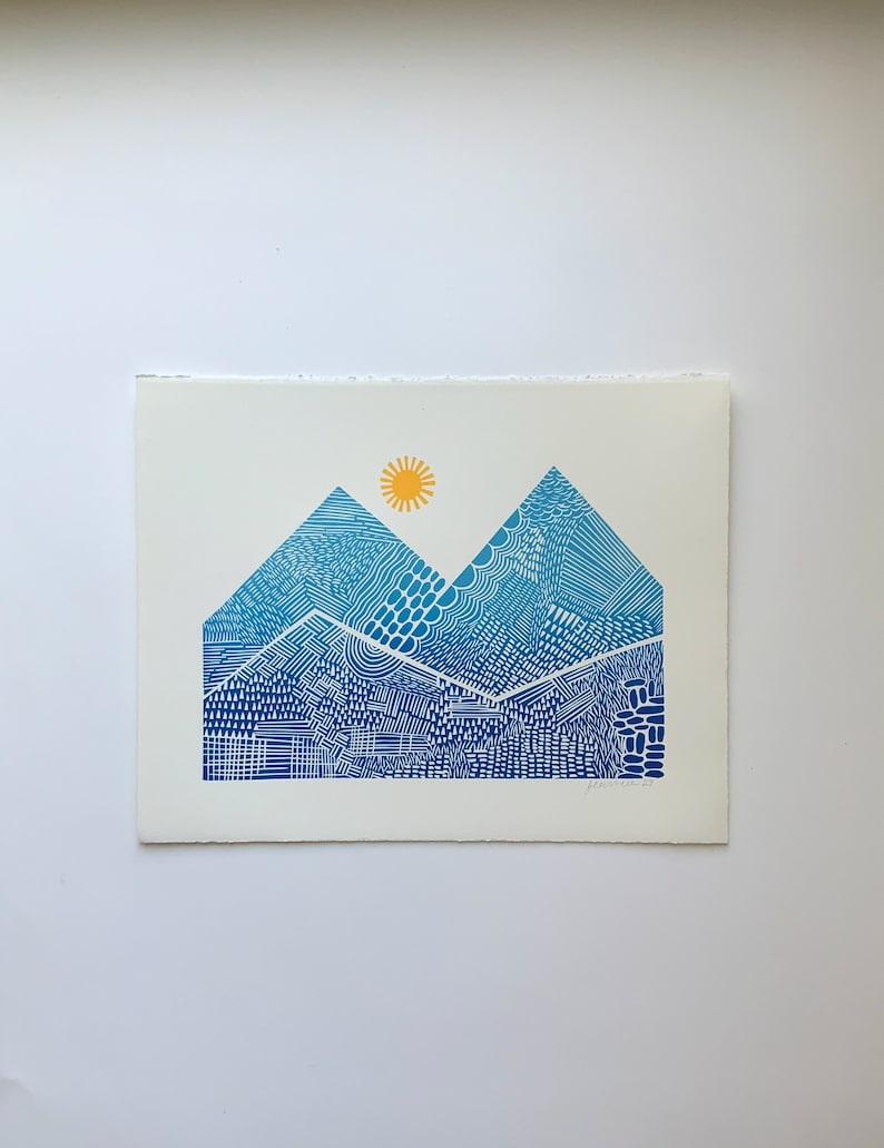 Mountain Print, Linocut Print, Hand Carved Print, 11" X 14" - Etsy