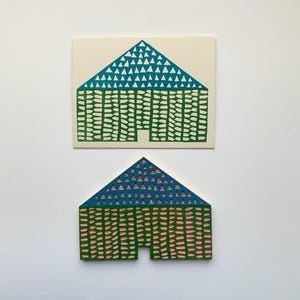 House Card-hand Printed Hand Stamped Greeting Card-linoleum Cut Blank ...