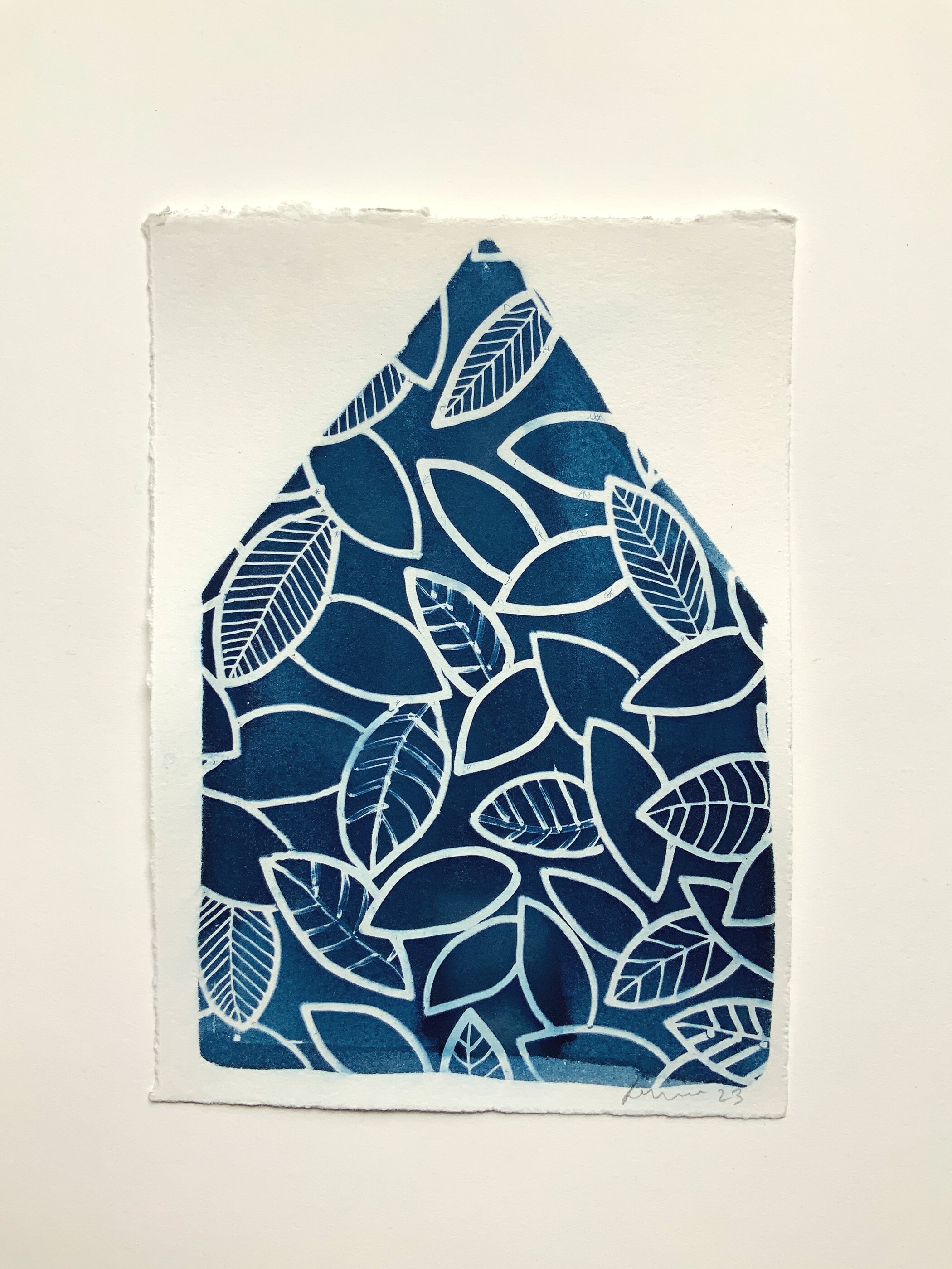 Leaf House Cyanotype Print-cyanotype Print-sun Print, Hand Drawn Print ...