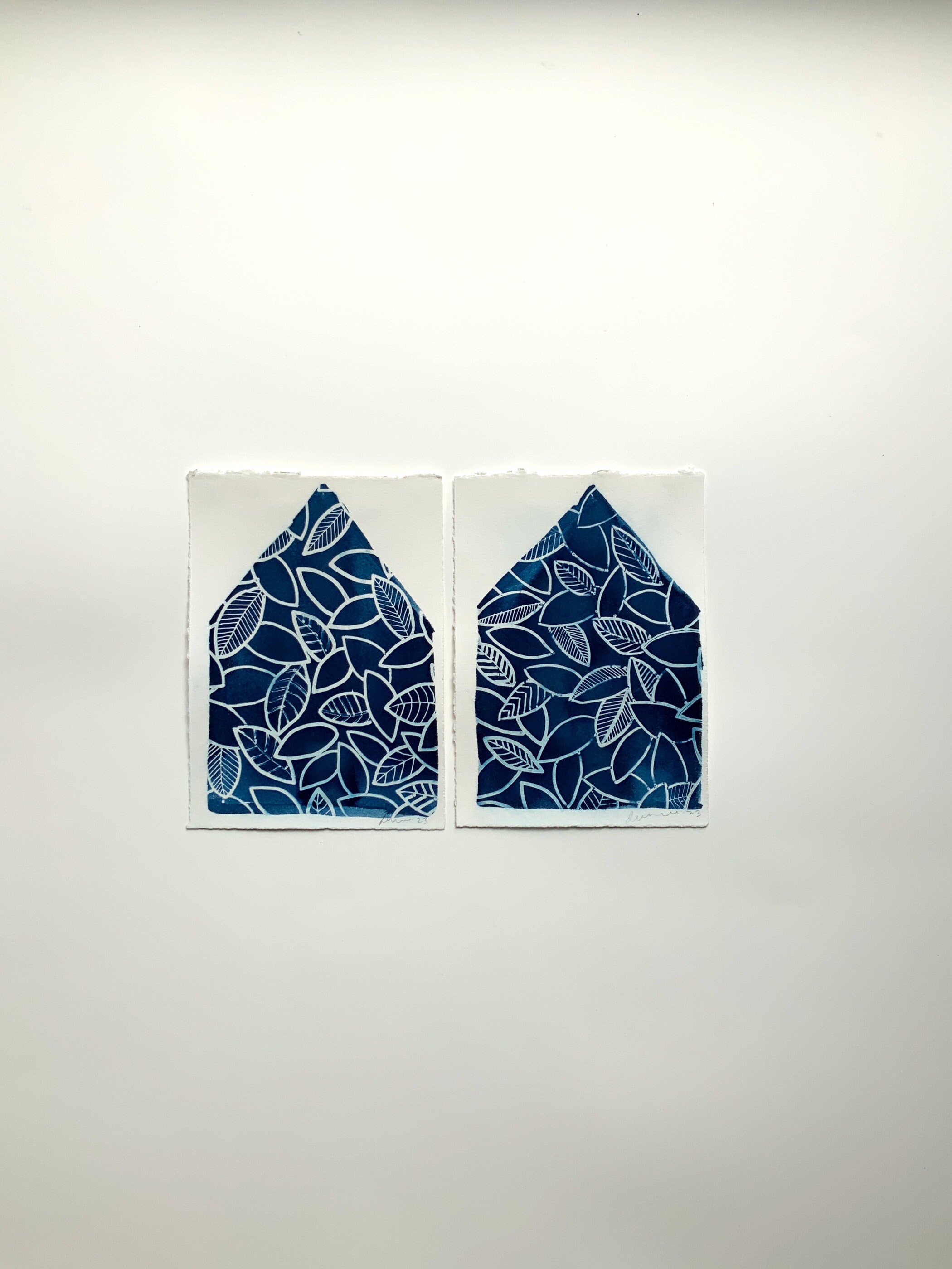 Leaf House Cyanotype Print-cyanotype Print-sun Print, Hand Drawn Print ...