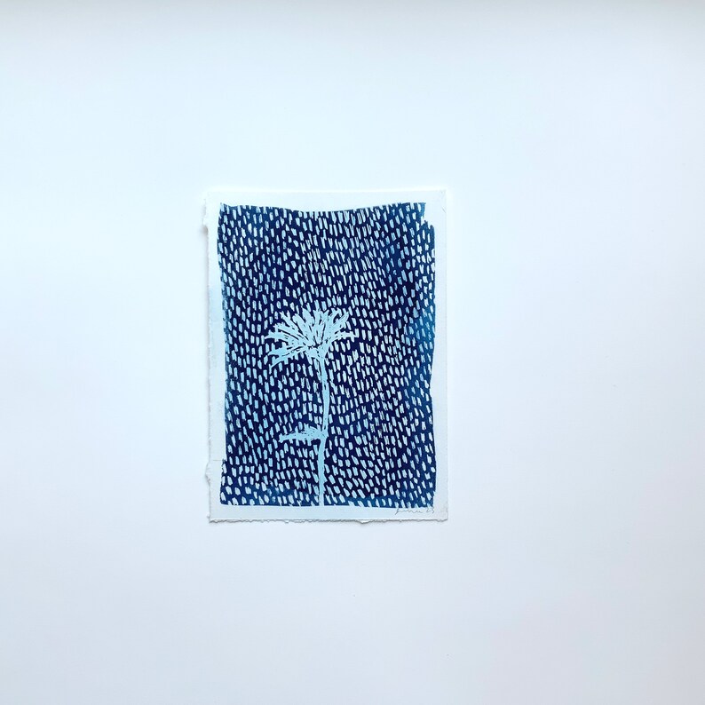 Daisy Cyanotype Print-cyanotype Print-sun Print, Hand Drawn Print, 5"x7 ...
