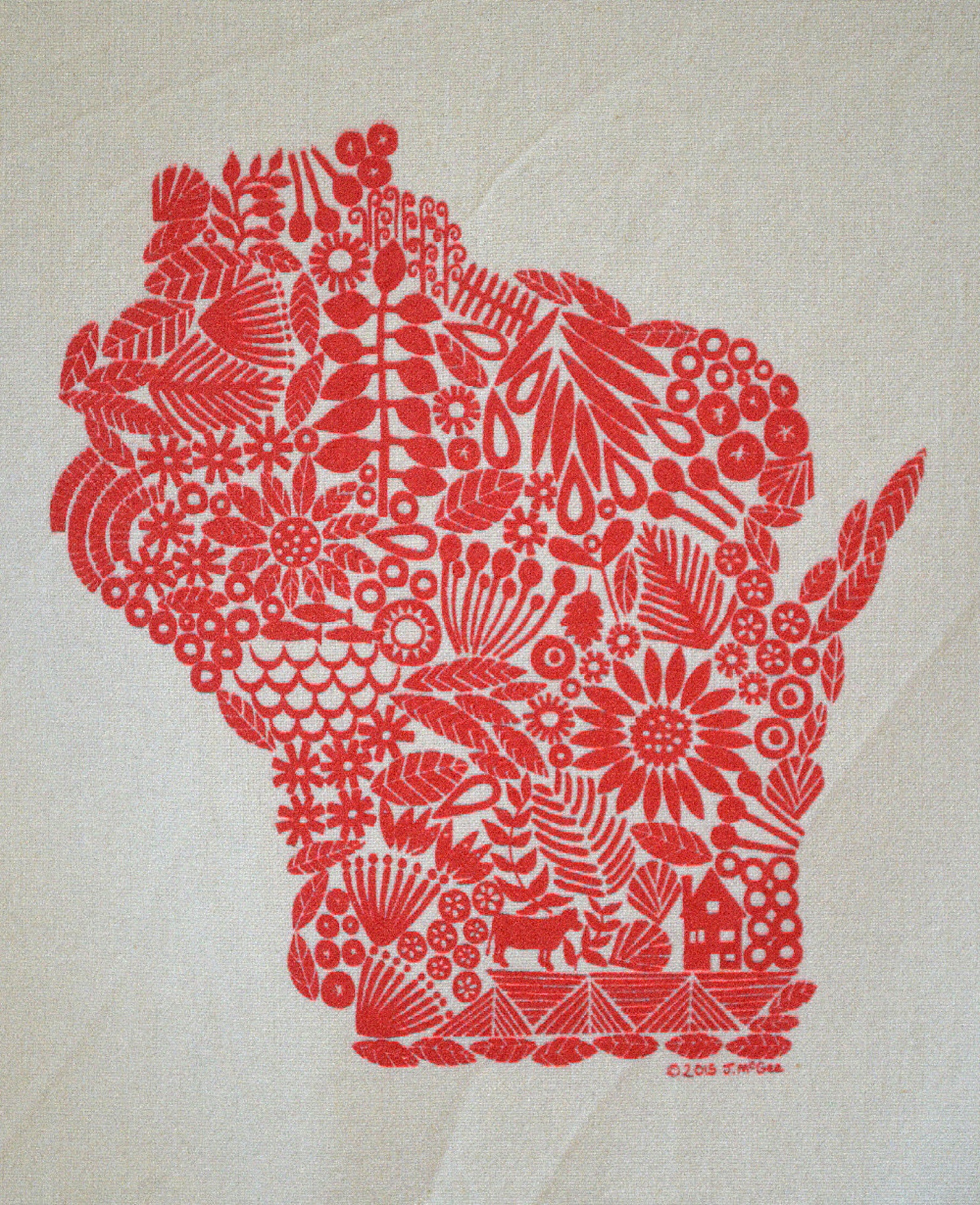 Wisconsin Tea Towel, Screen Printed State of Wisconsin, Cotton Tea ...