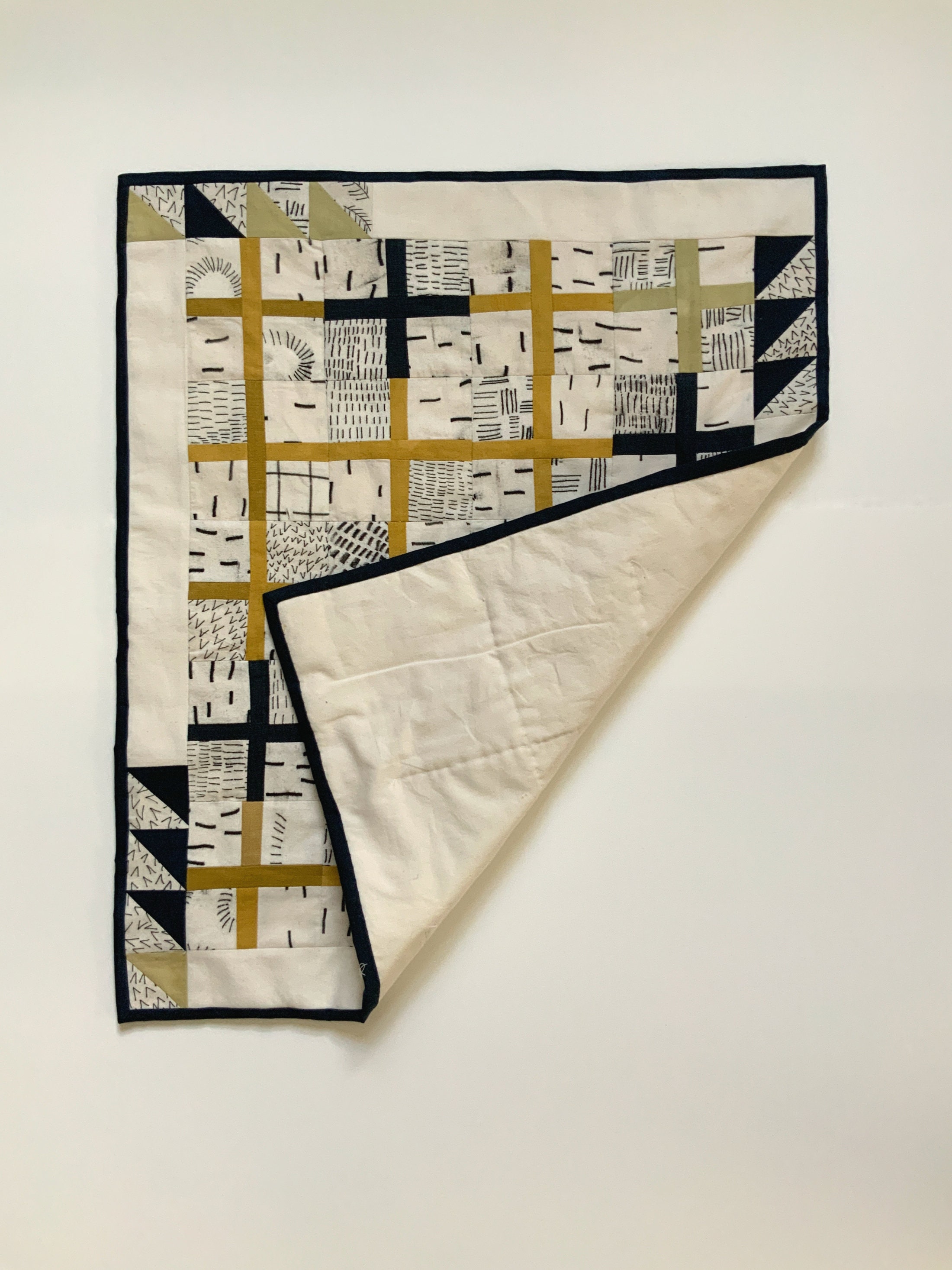 Plus Sign Wall Hanging, Monotype Fabric, Drawn Fabric, Mini Quilt Wall ...