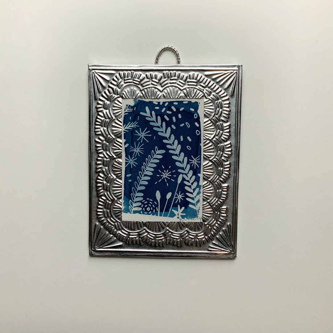 Framed Cyanotype, Framed Sun Print, Hand Made Frame, Ready to Hang ...