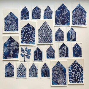 Leaf House Cyanotype Print-cyanotype Print-sun Print, Hand Drawn Print ...
