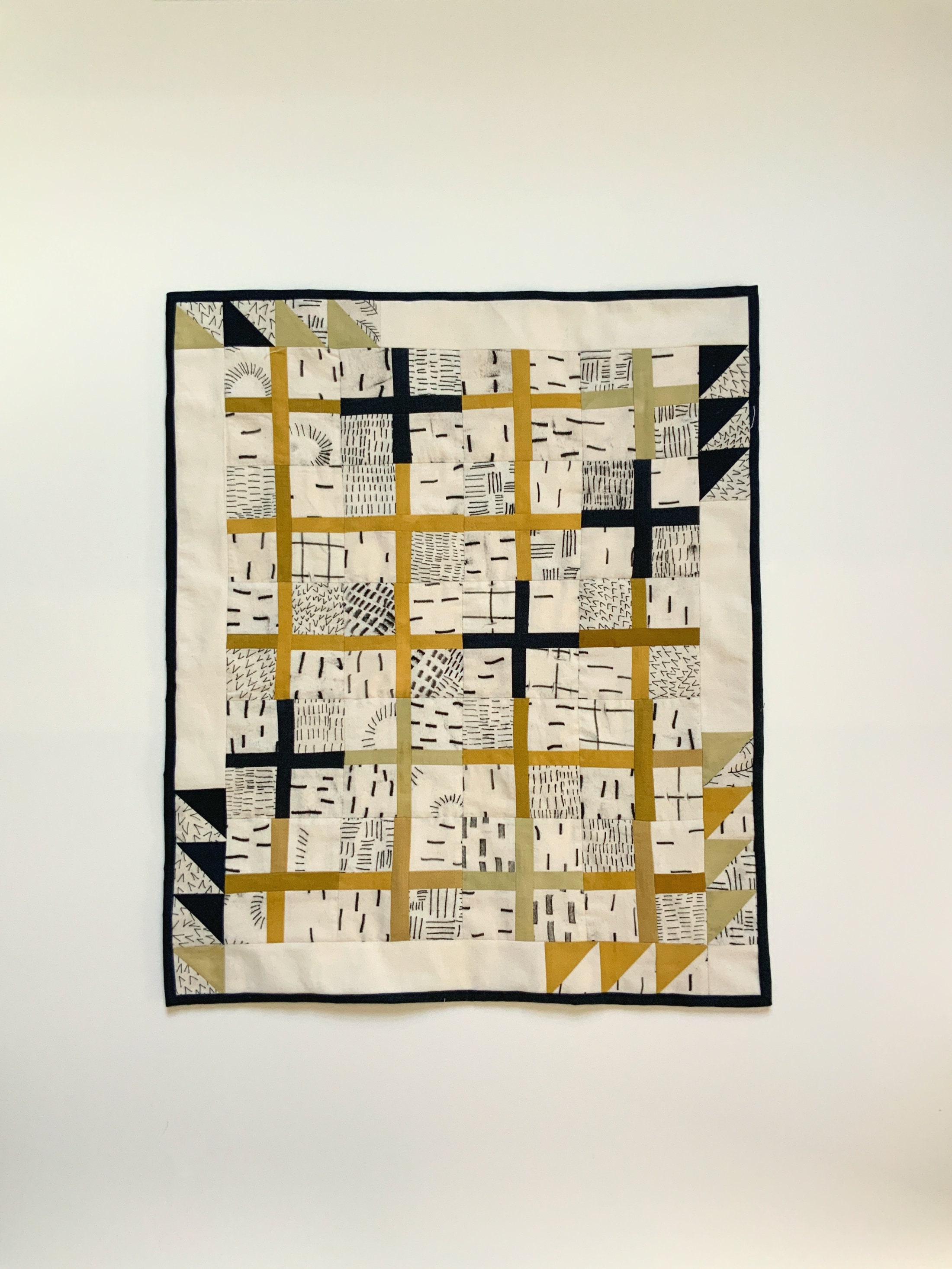 Plus Sign Wall Hanging, Monotype Fabric, Drawn Fabric, Mini Quilt Wall ...