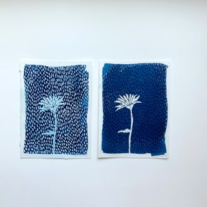 Daisy Cyanotype Print-cyanotype Print-sun Print, Hand Drawn Print, 5"x7 ...