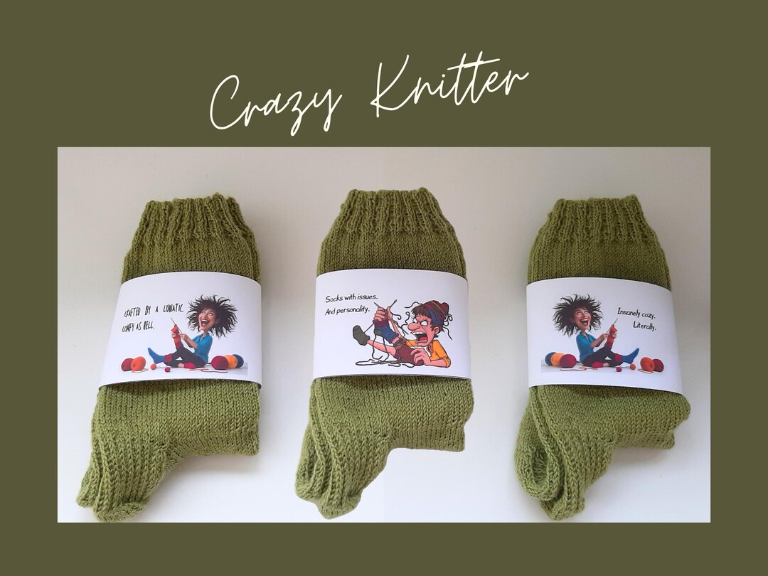 3 Sock Labels "crazy Knitter Label" - Etsy