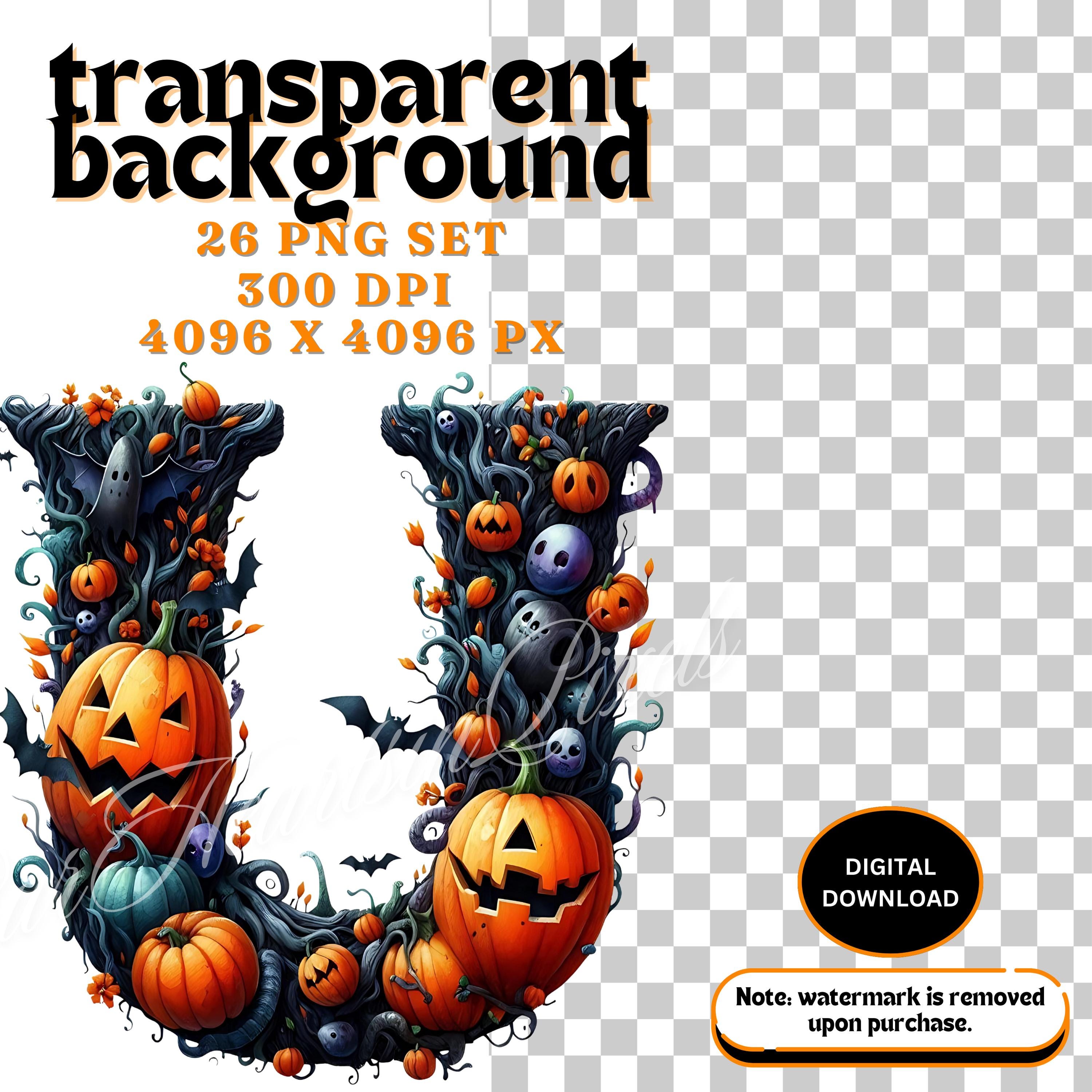 Halloween Alphabet Clipart Bundle 26 PNG | Spooky & Fun Letter Designs ...