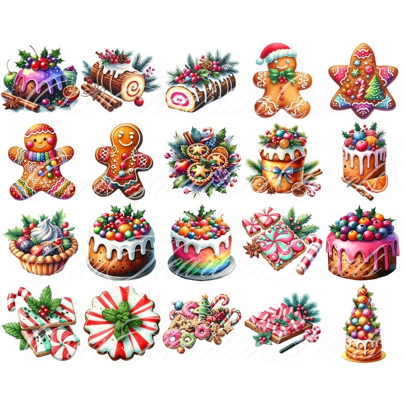 Christmas Pastries Clipart Bundle 39 PNG | Festive Holiday Sweets ...