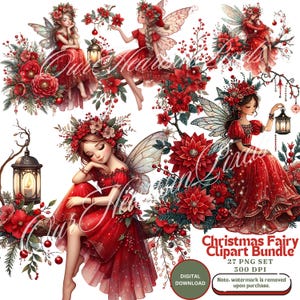 Watercolor Christmas Fairy Clipart Bundle PNG Fairy Decoration ...