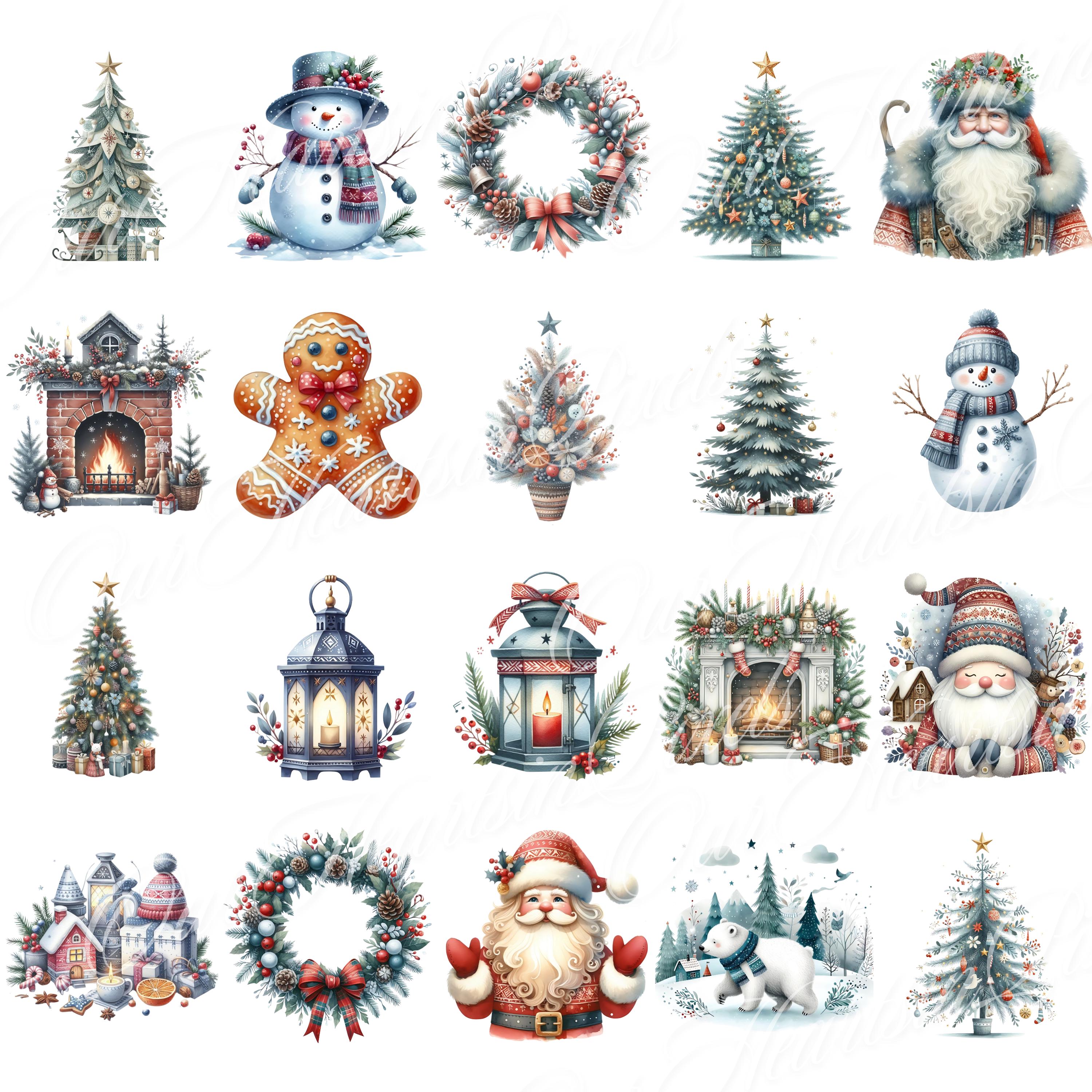 Scandi Christmas Clipart Bundle Set of 20 PNG 300 DPI Christma Clipart ...