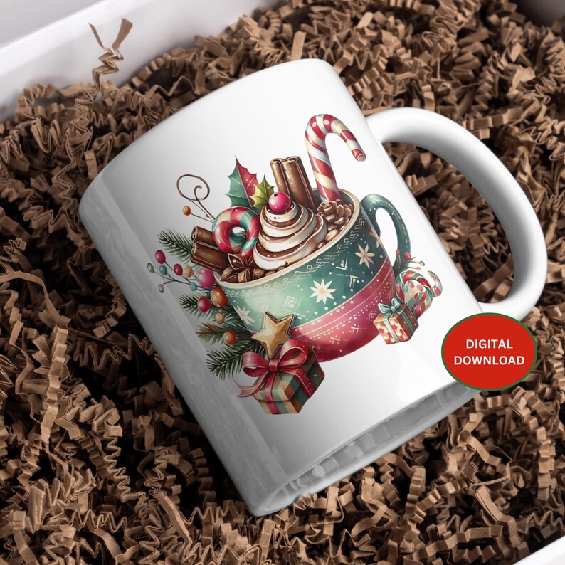 Christmas Hot Chocolate Clipart Bundle 12 PNG | Cozy Holiday Beverage ...