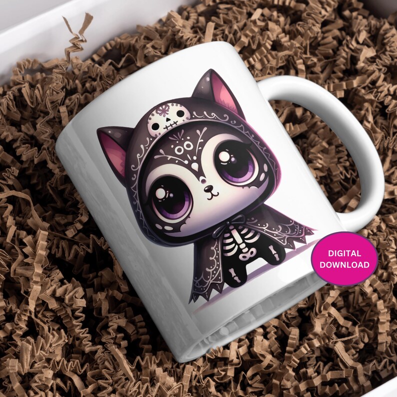 Kawaii Black Cat Day of the Dead La Catrina Day of the Dead PNG Clipart ...