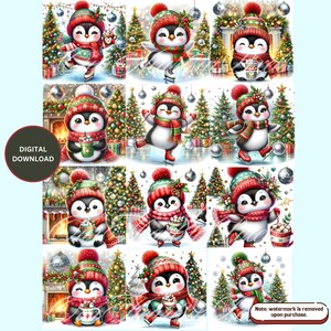 Winter Penguin Clipart Bundle 12 JPG 300 DPI Christma Clipart Winter ...