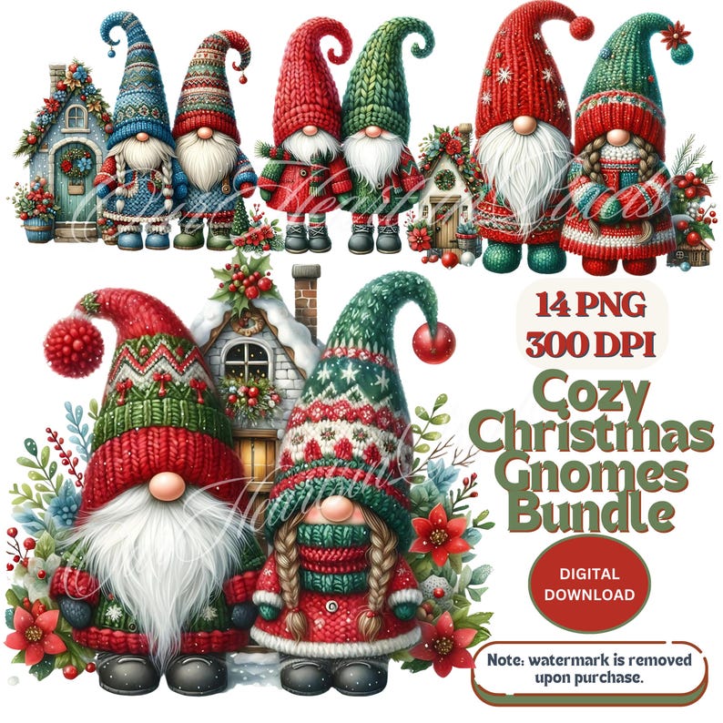Christmas Gnomee PNG Bundle 14 PNG 300 DPI Crochet Gnome Clipart ...