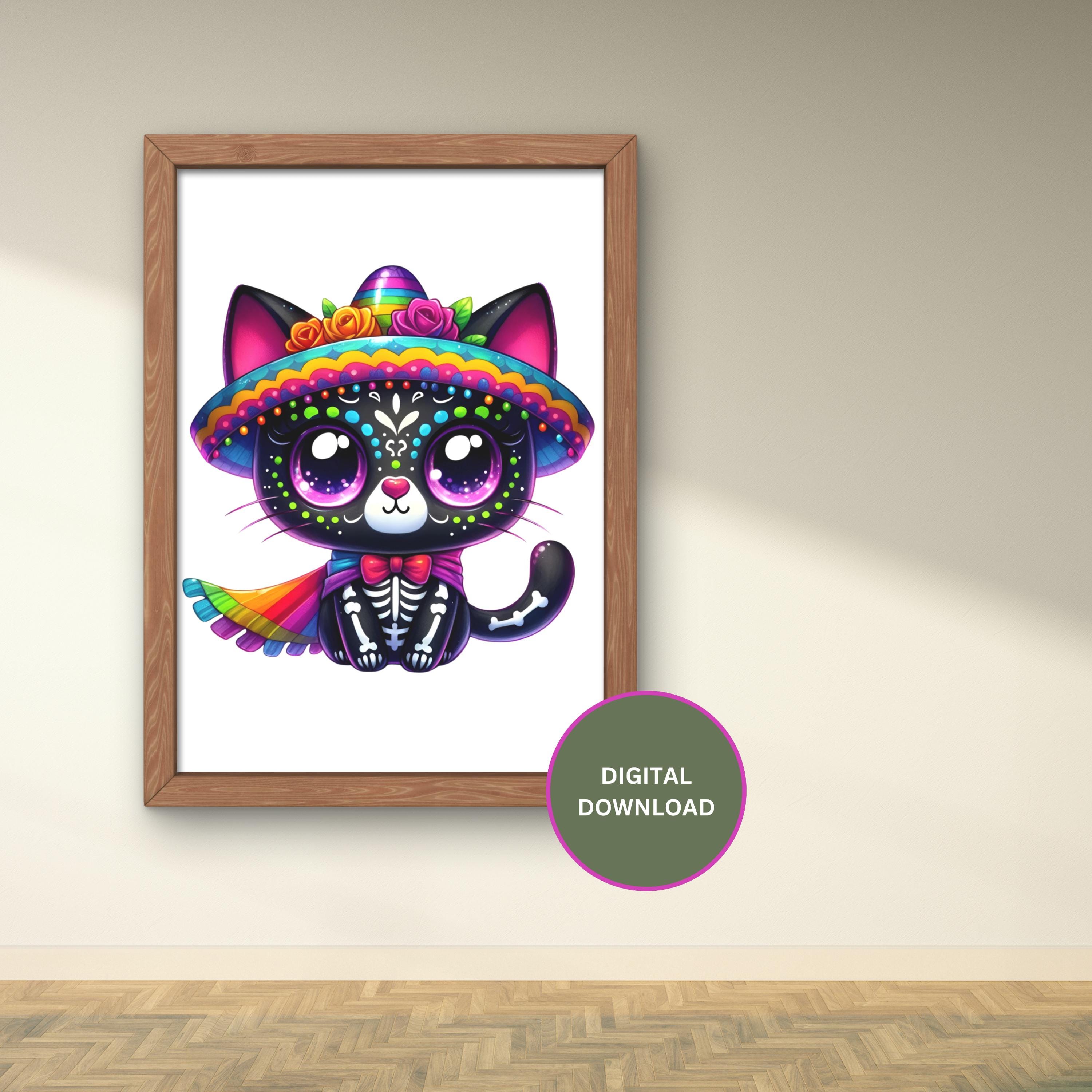 Kawaii Black Cat Day of the Dead La Catrina Day of the Dead PNG Clipart ...