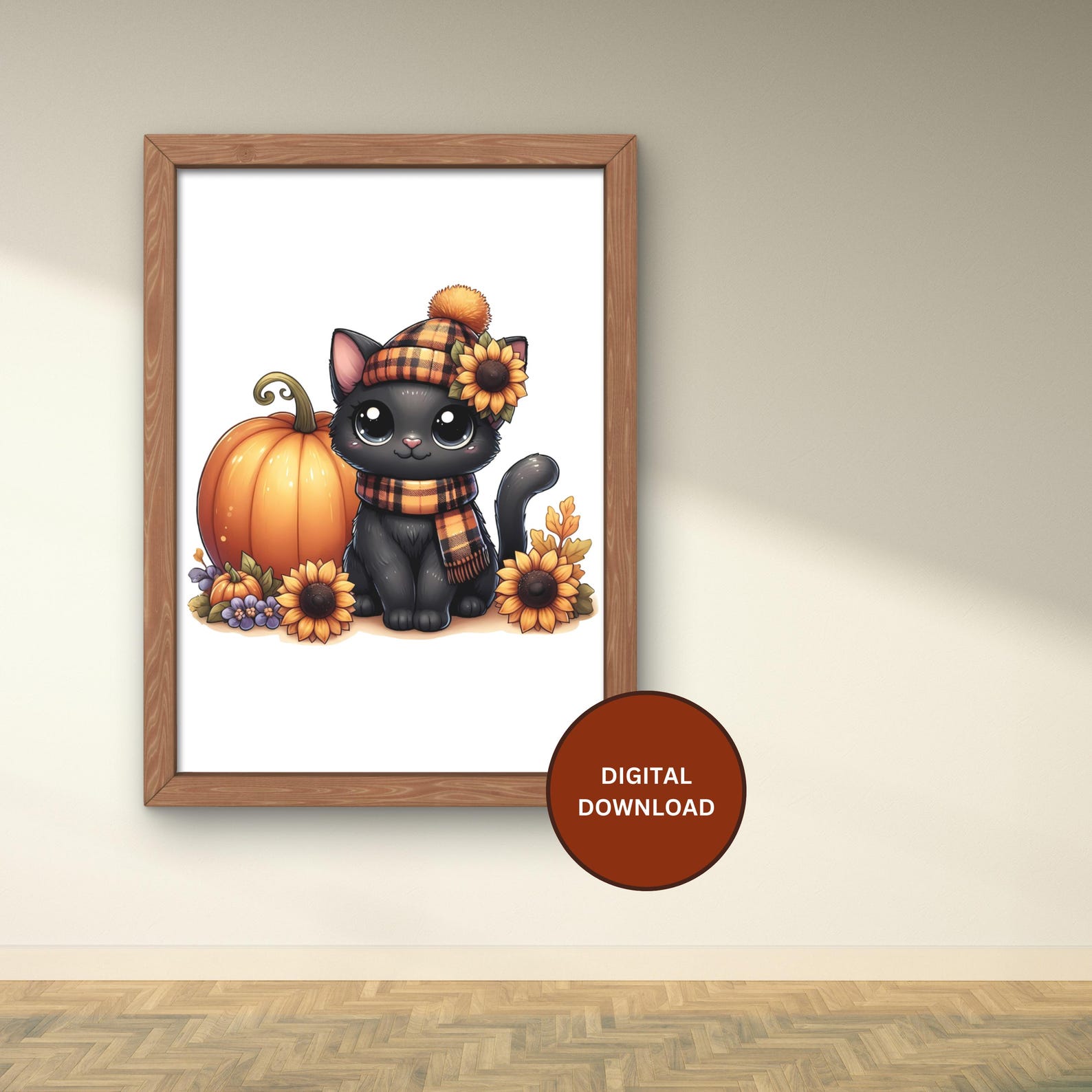 Fall Pumpkin With Kawaii Black Cat PNG Thanksgiving Autumn Fall Clipart ...