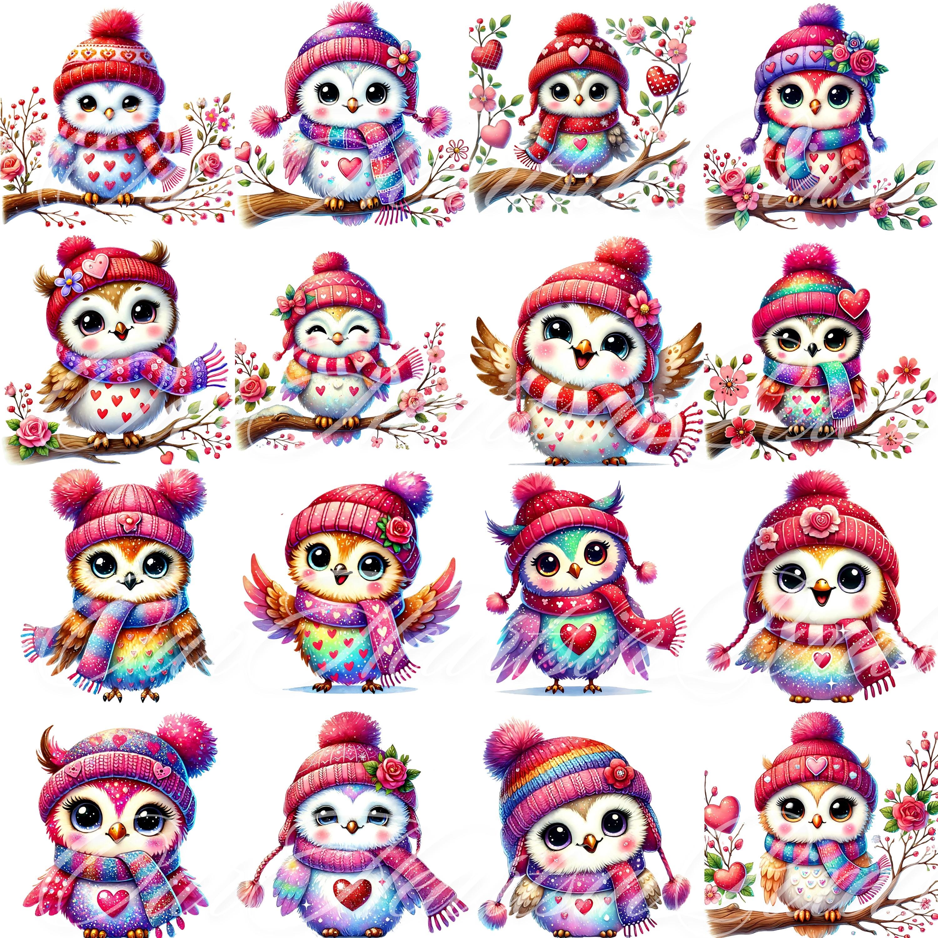 Cute Valentine’s Owl Clipart Bundle | Adorable Love-themed Designs for ...