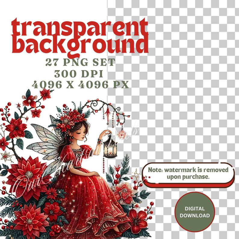 Watercolor Christmas Fairy Clipart Bundle PNG Fairy Decoration ...