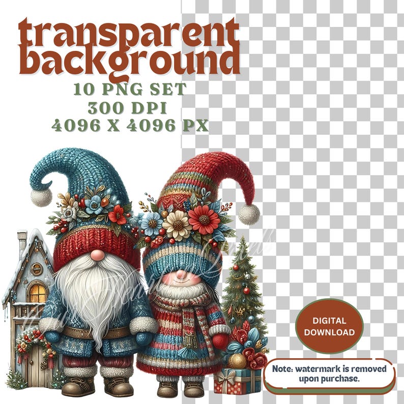 Christmas Gnomee PNG Bundle 14 PNG 300 DPI Crochet Gnome Clipart ...