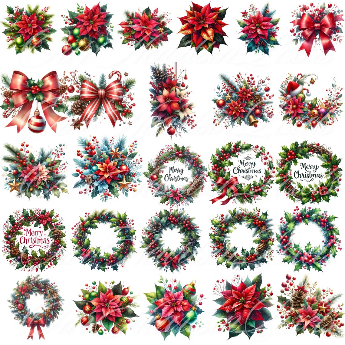 Festive Christmas Decors Clipart Bundle 26 PNG | Holiday Decor PNG ...