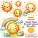 Cute Sun Clipart Bundle 21 PNG Water Color Clipart Happy Sun Kids ...