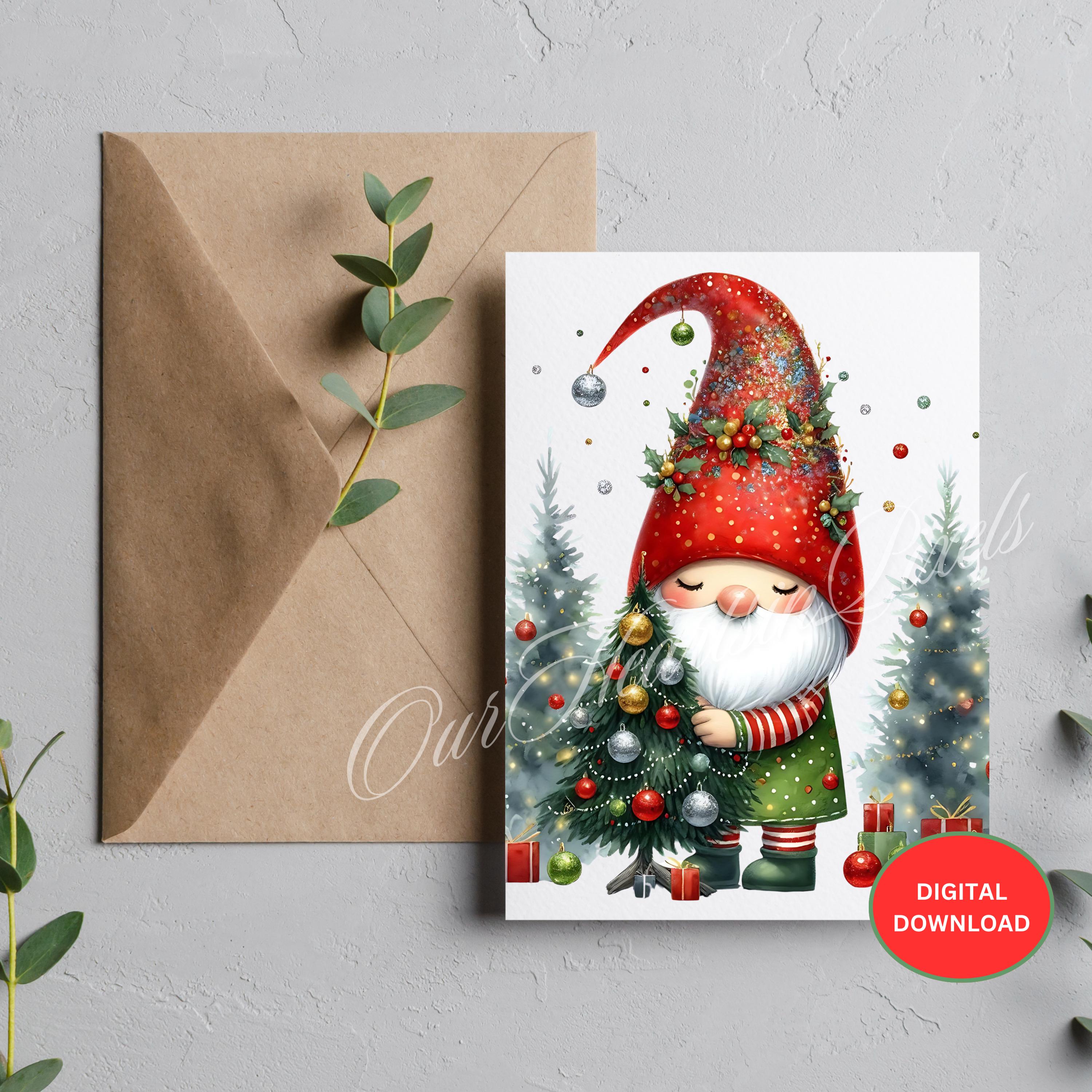 Christmas Gnome Clipart Bundle 12 PNG 300 DPI Watercolor Clipart ...