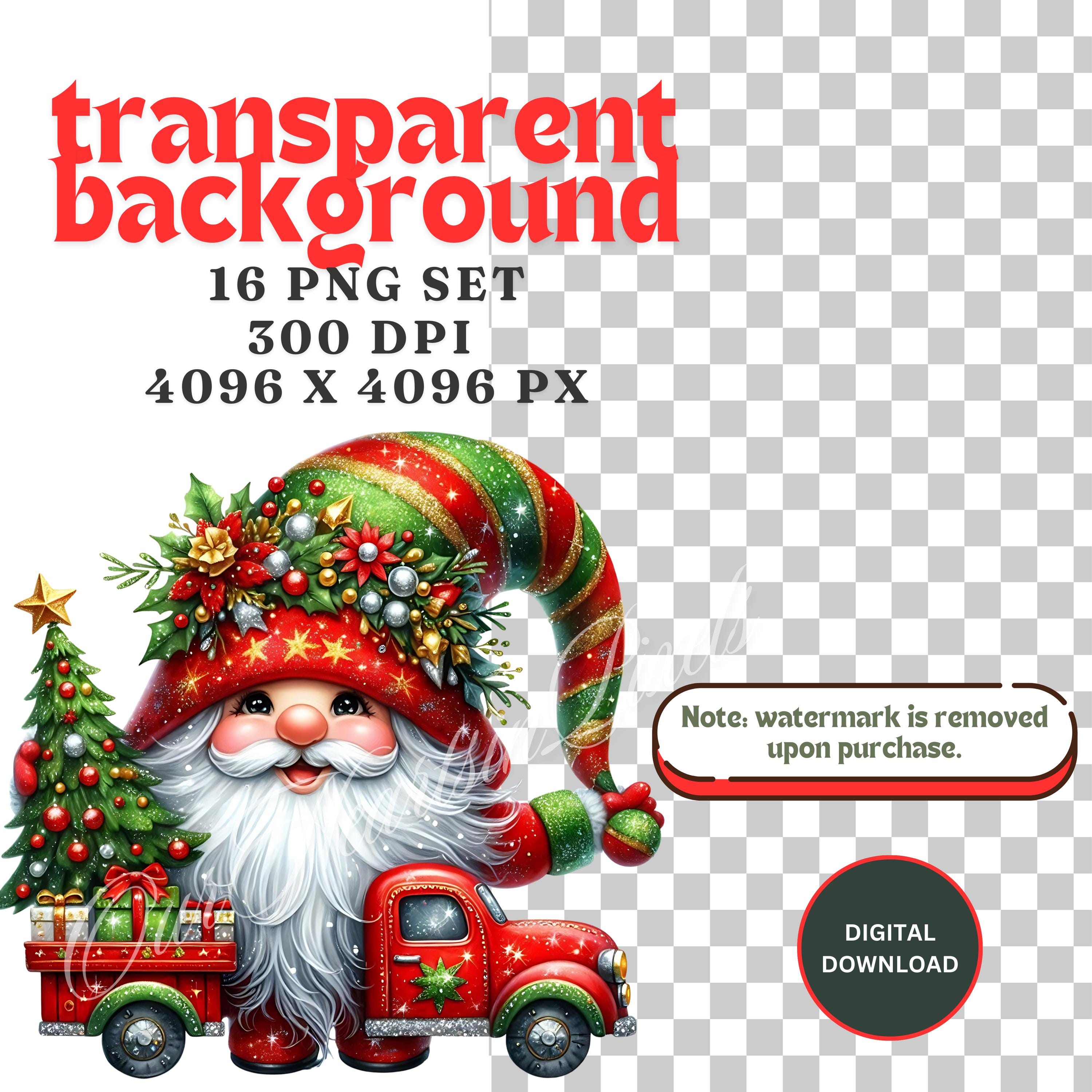 Festive Christmas Gnomes Clipart Bundle 16 PNG 300DPI Christmas Clipart ...