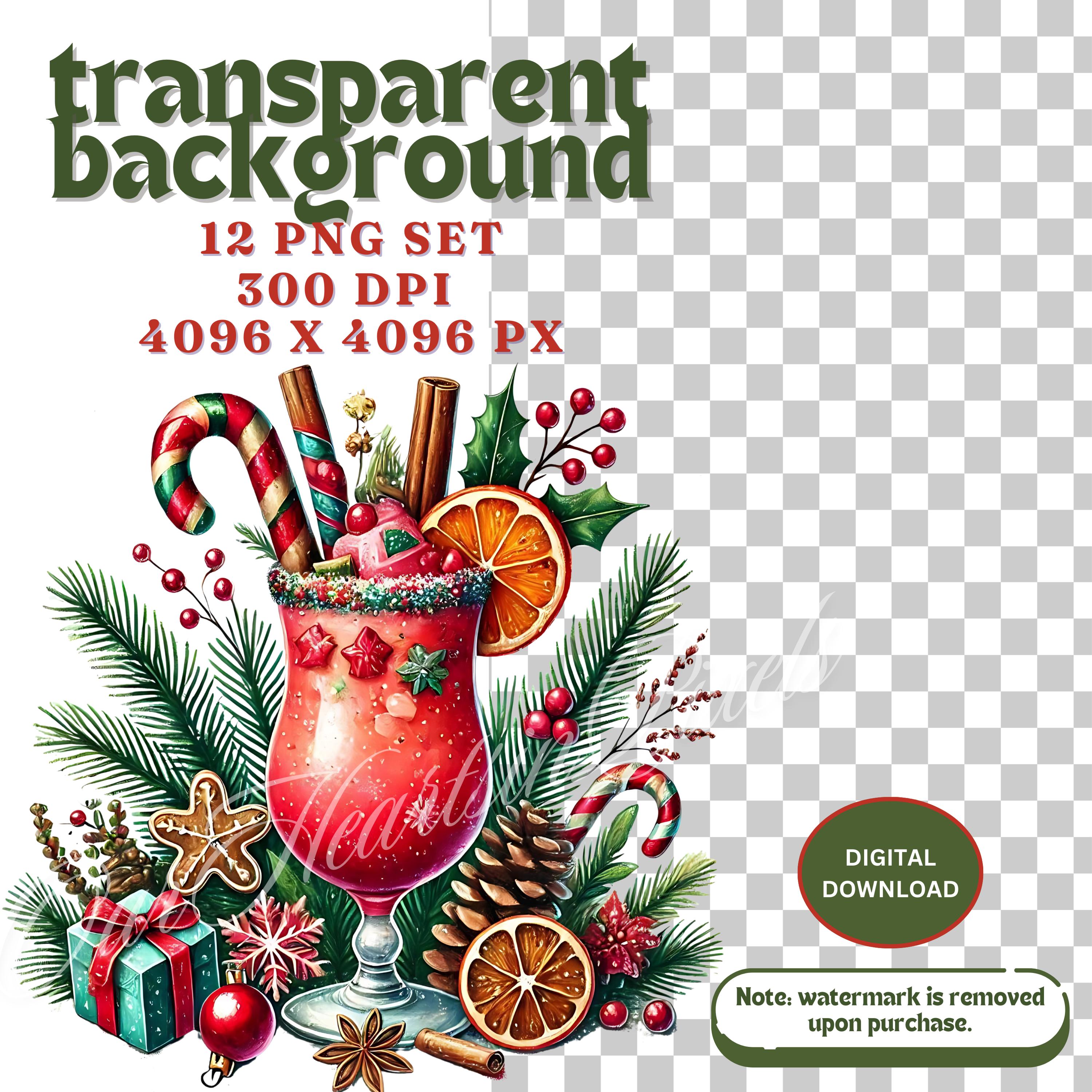 Christmas Drinks Clipart Bundle 12 PNG Festive Holiday Beverages for ...