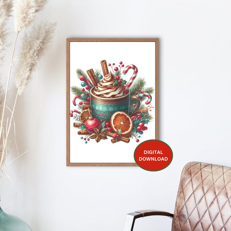 Christmas Hot Chocolate Clipart Bundle 12 PNG | Cozy Holiday Beverage ...