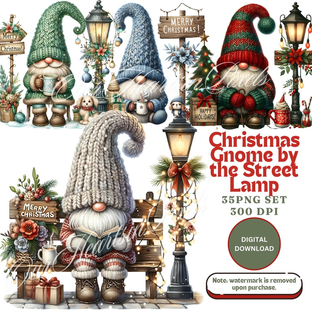 Christmas Gnome Clipart Bundle – Cozy Gnomes Reading & Sipping Hot ...