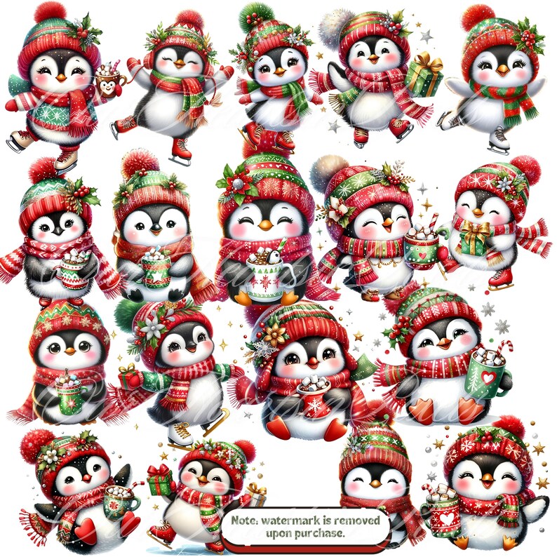 Winter Penguin Clipart Bundle 18 PNG 300 DPI Winter Holiday Clipart ...
