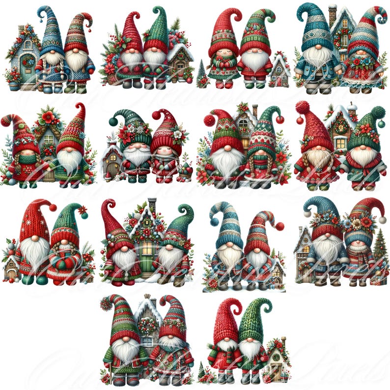 Christmas Gnomee PNG Bundle 14 PNG 300 DPI Crochet Gnome Clipart ...