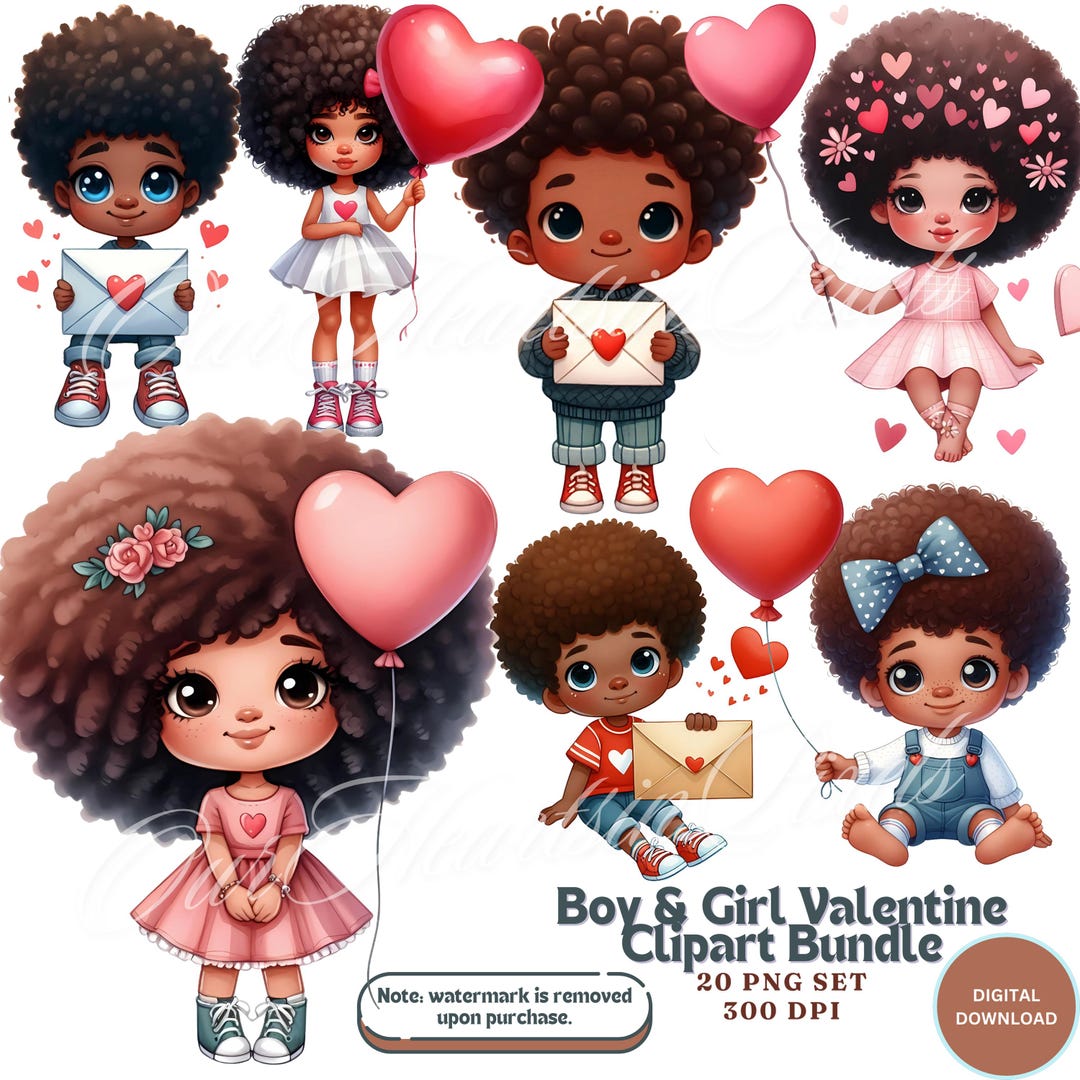 Valentine's Boy and Girl Clipart Bundle | Cute Love-themed Clip Art for ...