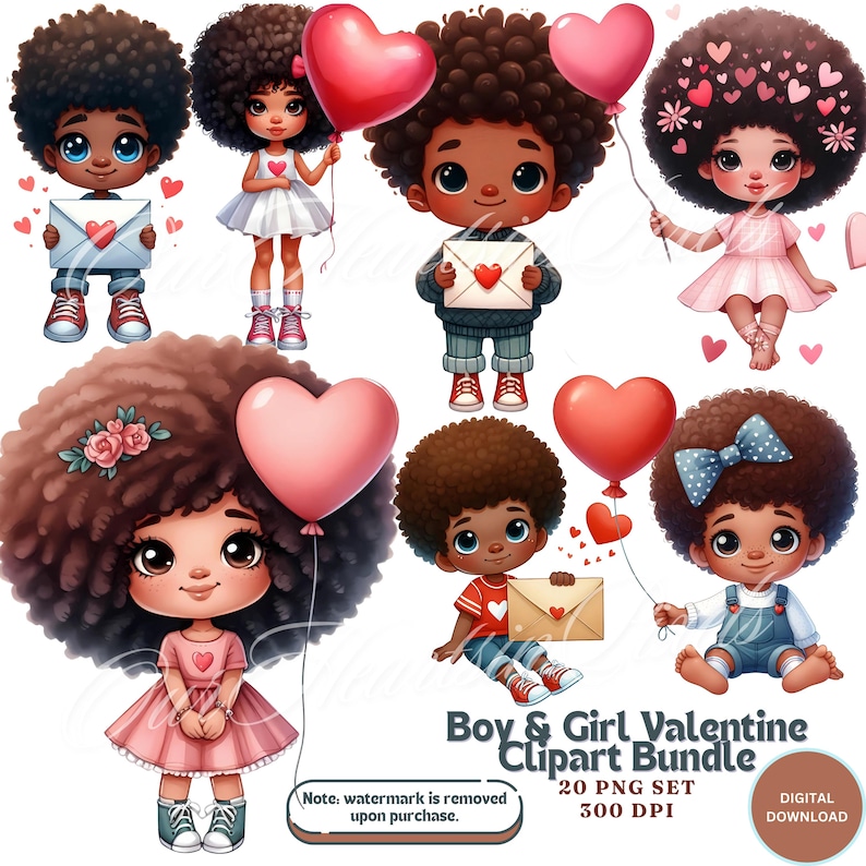 Valentine's Boy and Girl Clipart Bundle | Cute Love-themed Clip Art for ...
