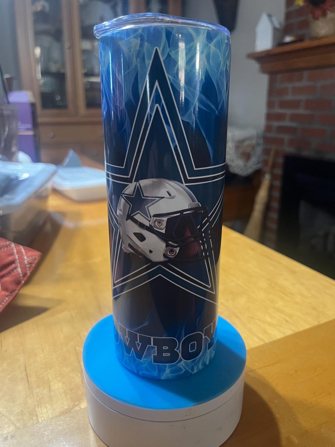 20oz Hot and Cold Blue Flame Cowboys Tumbler - Etsy