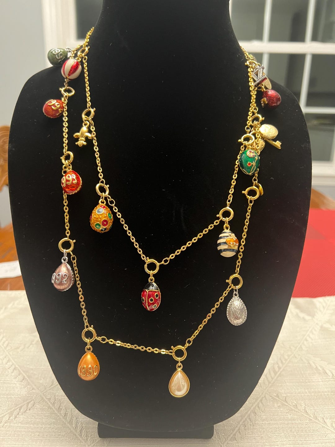 Joan Rivers Faberge Egg & More Charm Necklace 22 Charms 24 Gold Chain ...