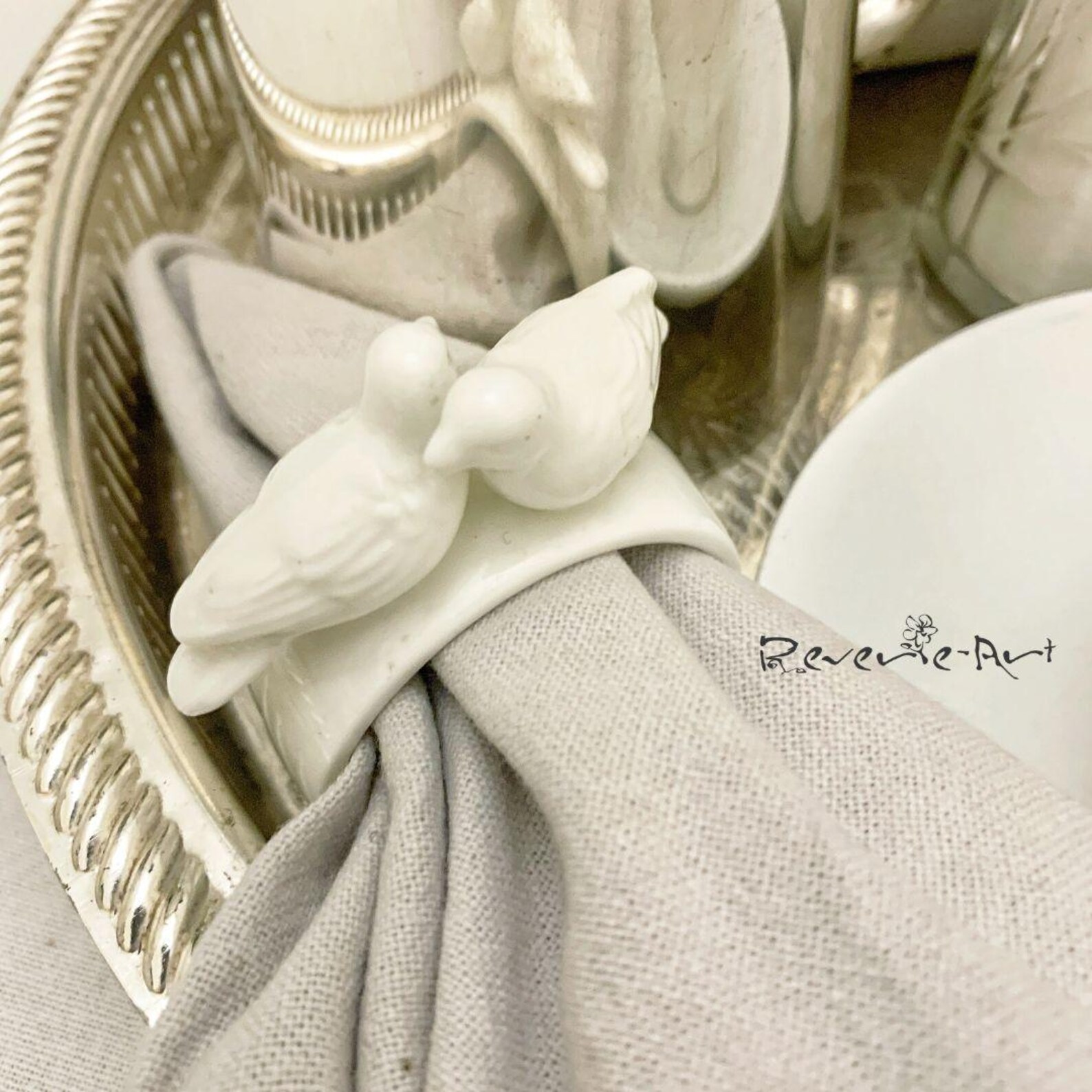 Set of 4 Bone China Love Birds, Dove Napkin Rings - Etsy