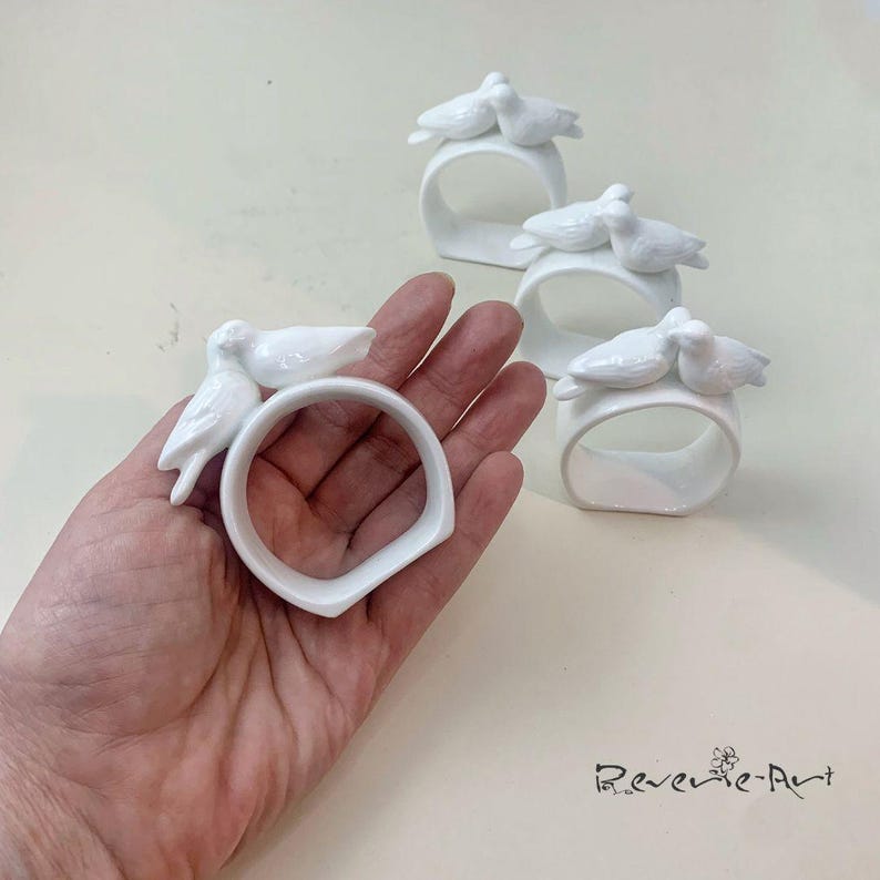 Set of 4 Bone China Love Birds, Dove Napkin Rings - Etsy