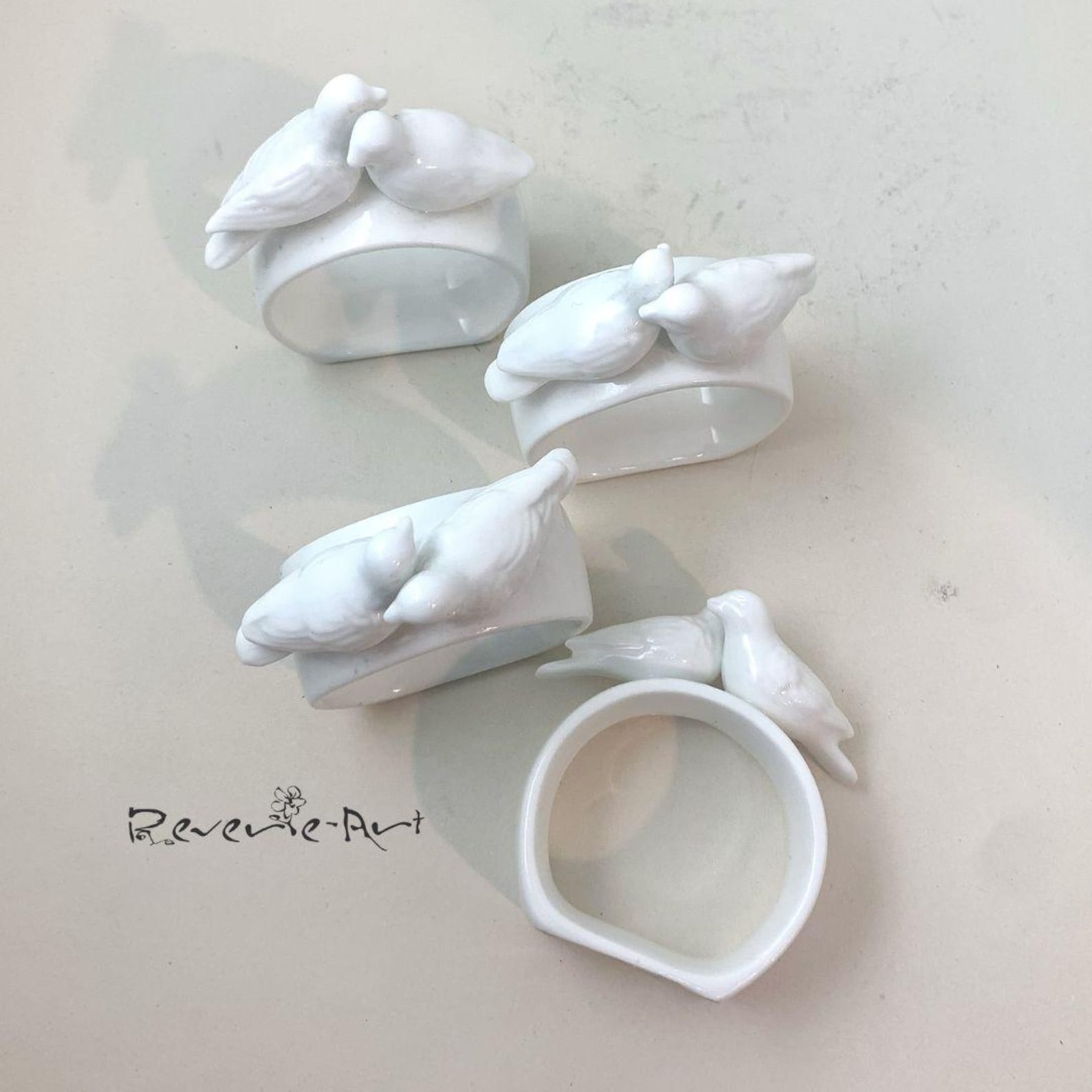 Set of 4 Bone China Love Birds, Dove Napkin Rings - Etsy
