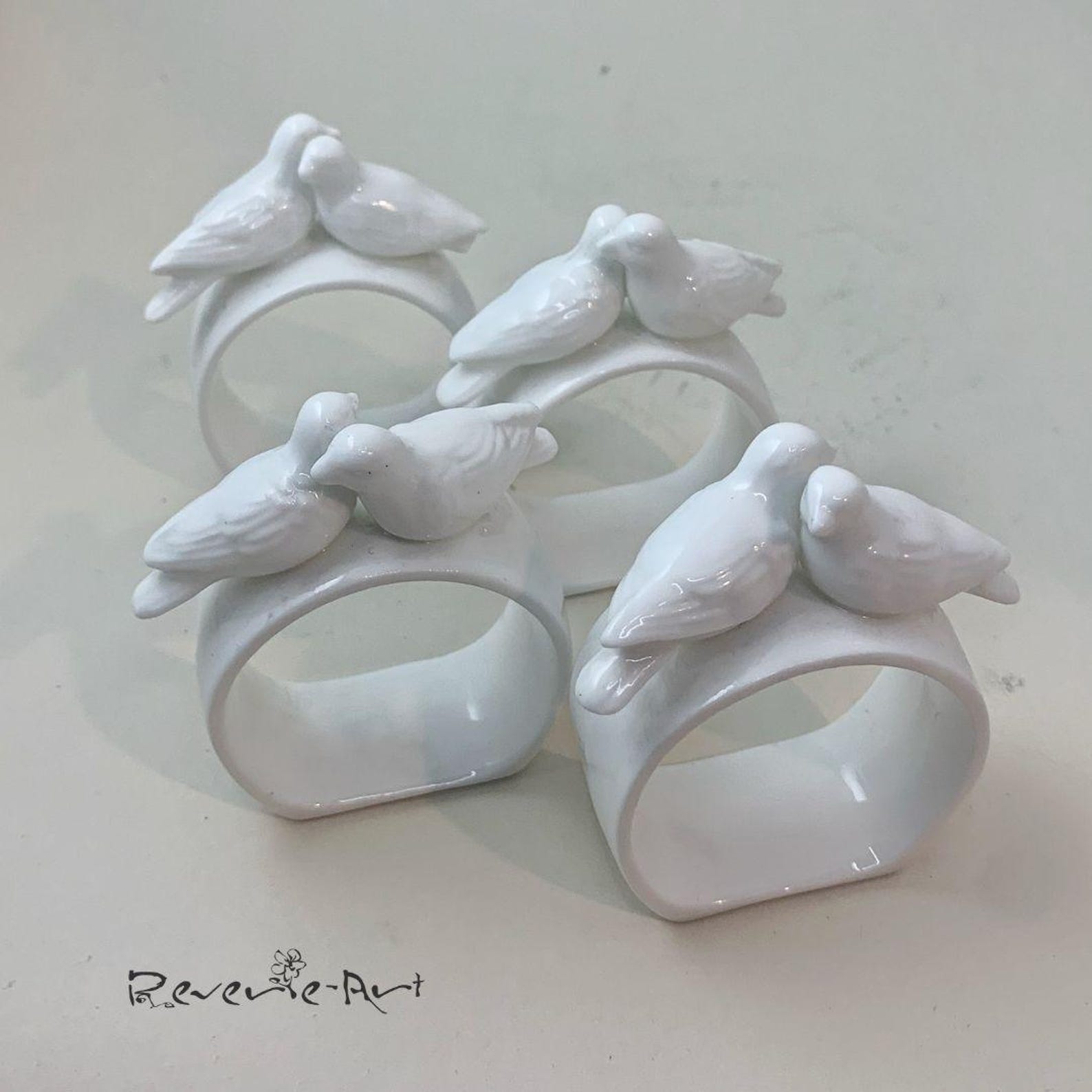 Set of 4 Bone China Love Birds, Dove Napkin Rings - Etsy