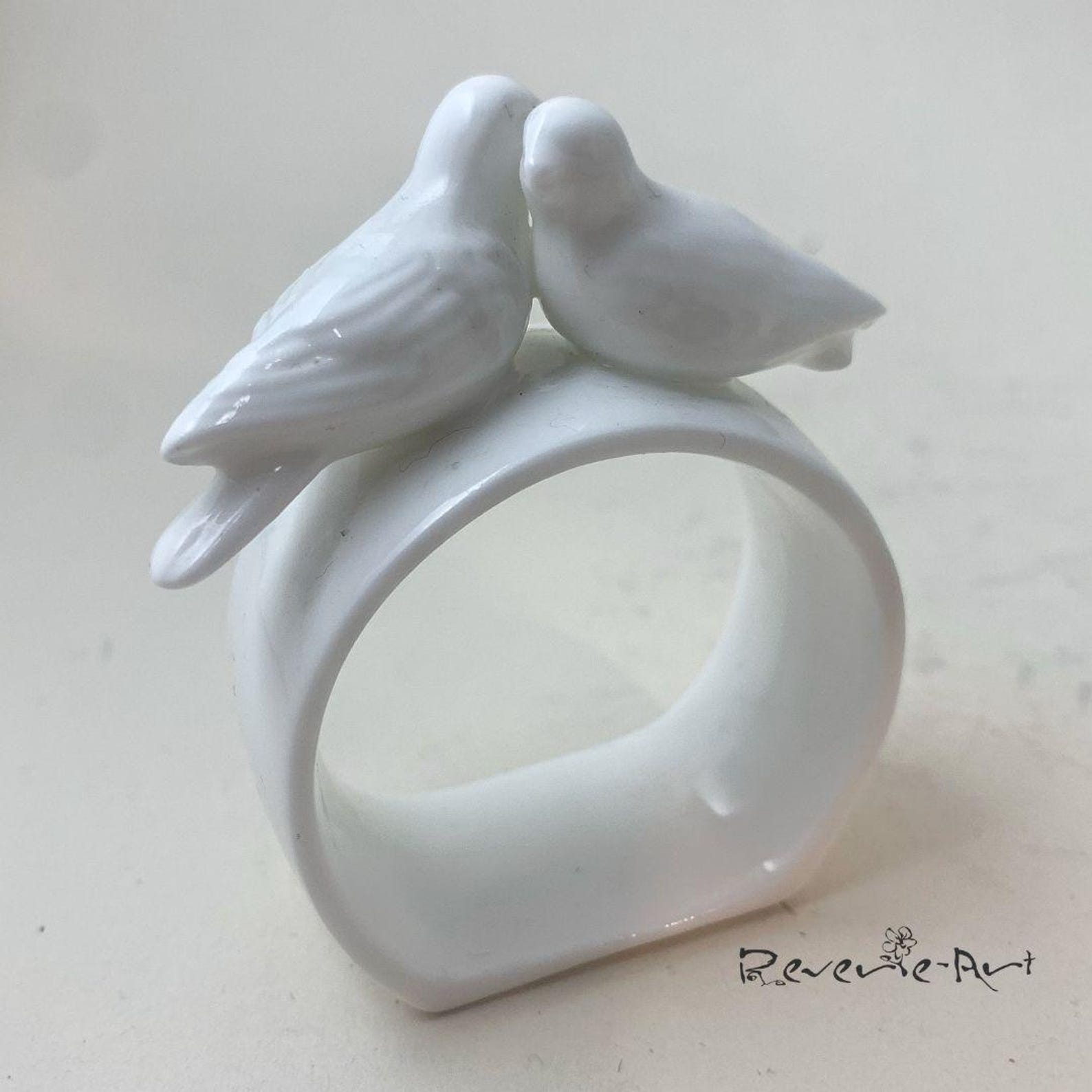 Set of 4 Bone China Love Birds, Dove Napkin Rings - Etsy