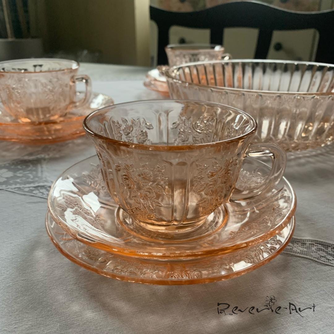 Vintage Federal Glass Rose of Sharon Tea/coffee Set (15pcs) - Etsy