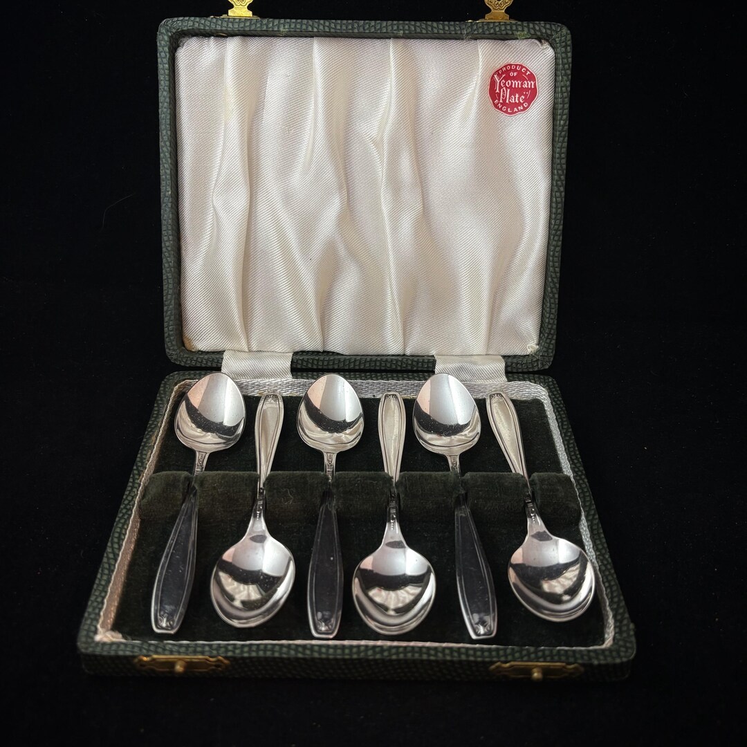 Vintage Yeoman Plate Silver Plated Espresso Demitasse Spoons, Cased Set ...