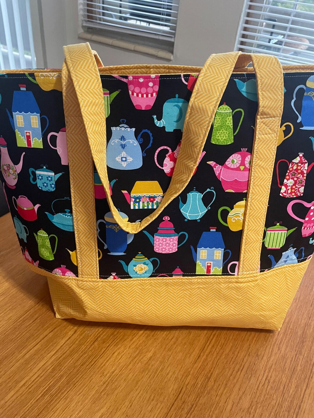 Tea Pot Shopping Bag, Teapot Theme Fabric, Sewing, Tote, Beach, Travel ...