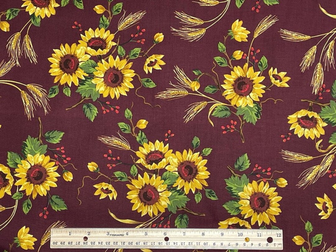 Sunflower Fabric, Fall Fabric, Autumn Fabric, Sunflower Field ...