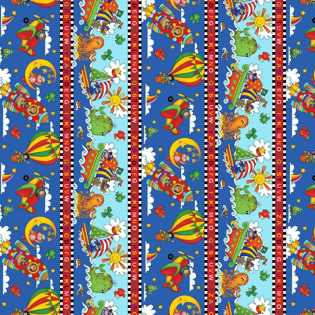 Border Stripe Fabric, Novelty Stripe Border Fabric, by Delphine Cubitt ...