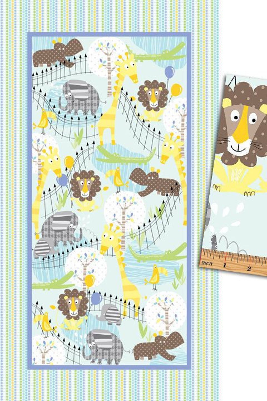 Animal Fabric, Zoo Animal Fabric, Fabric Panel, Zoo Baby, Baby Animals ...