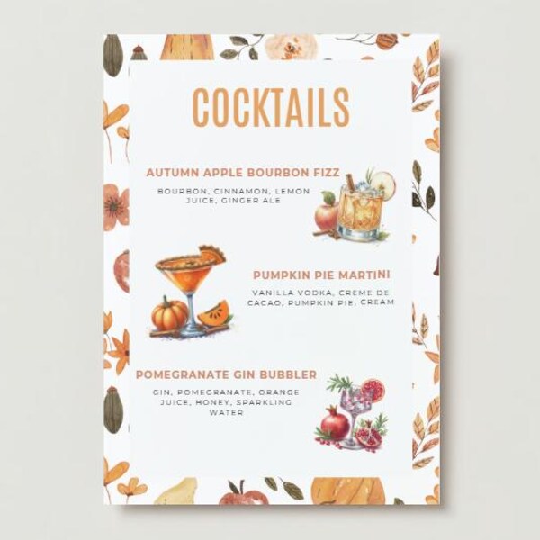 Cocktail Menu - Etsy